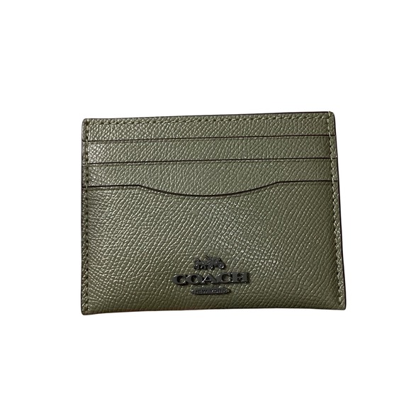 Coach | Accessories | Coach Card Case Olive Green Leather Slim Credit ...